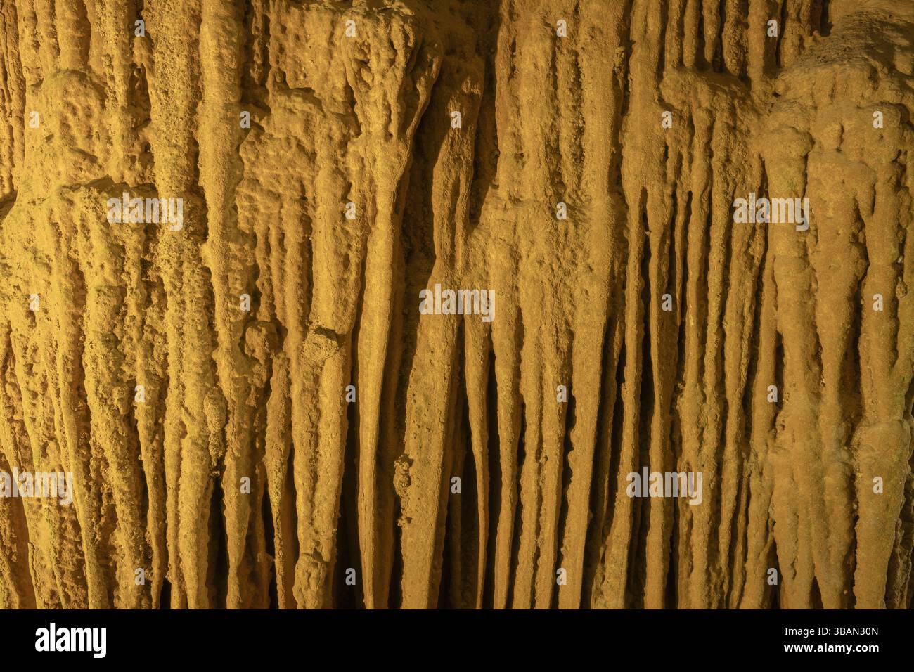 Geological formations and natural patterns inside the cave of limestone ...
