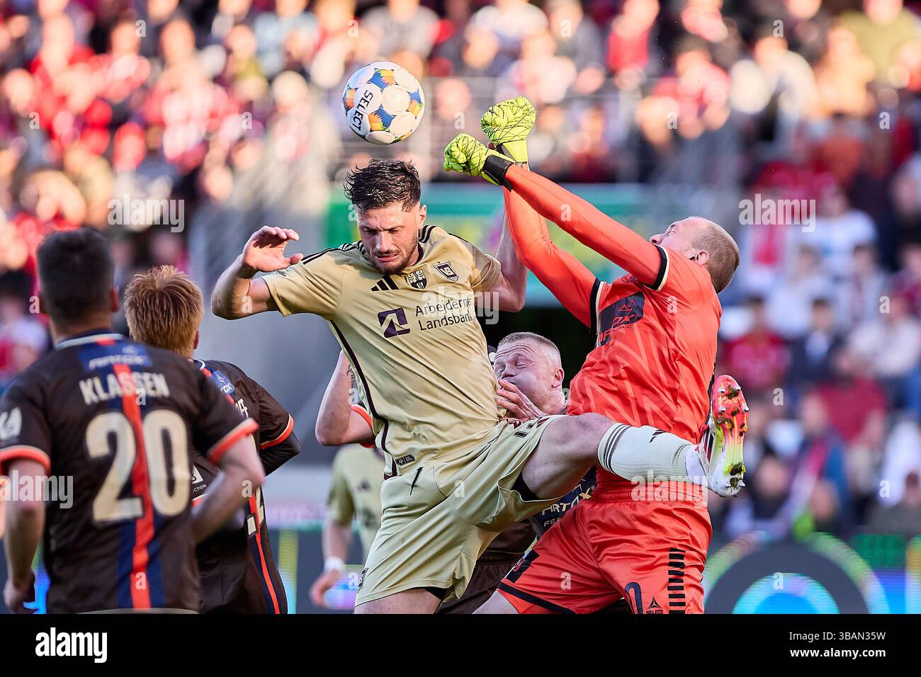 Vejle, Denmark. 12th May, 2025. Goalkeeper Jonathan Aegidius (R) of ...