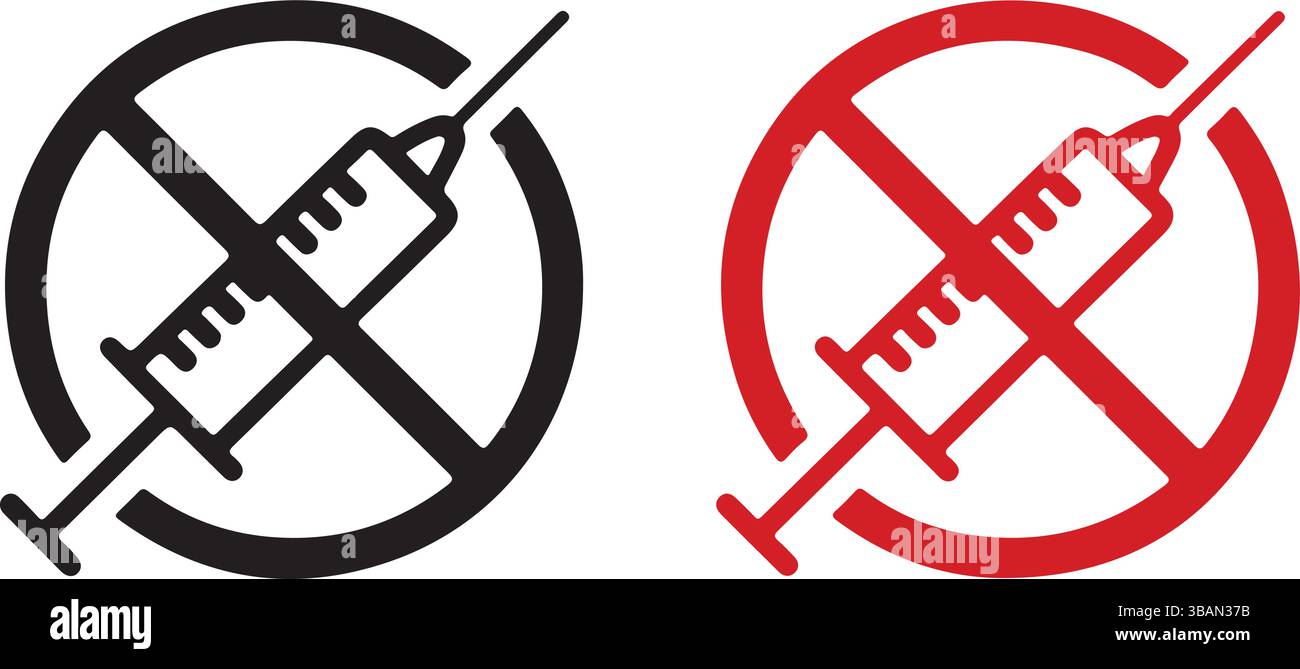 Red Black No Injection Syringe Prohibition Sign Stock Vector Image ...