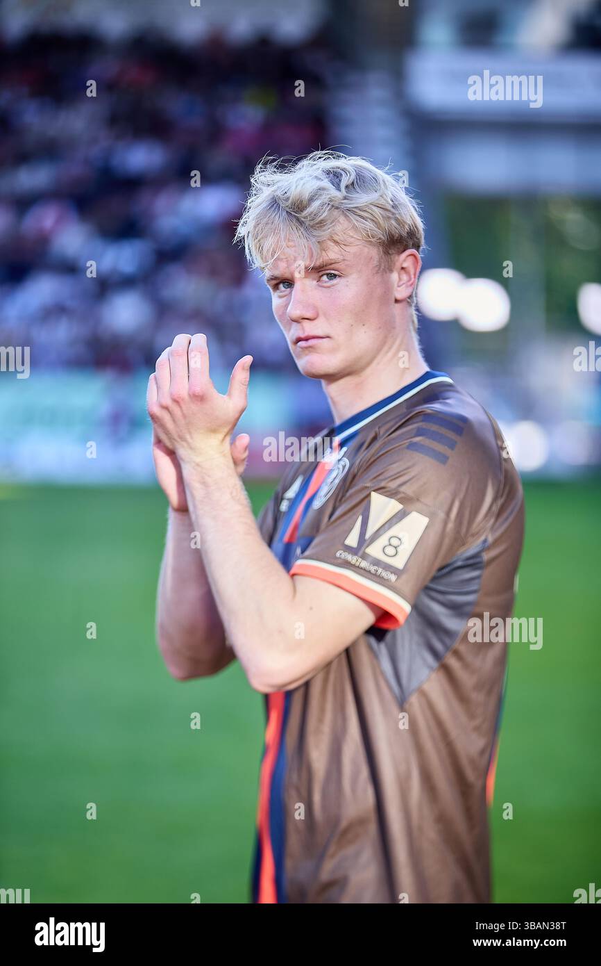 Vejle, Denmark. 12th May, 2025. Lauge Sandgrav of Lyngby BK seen during ...