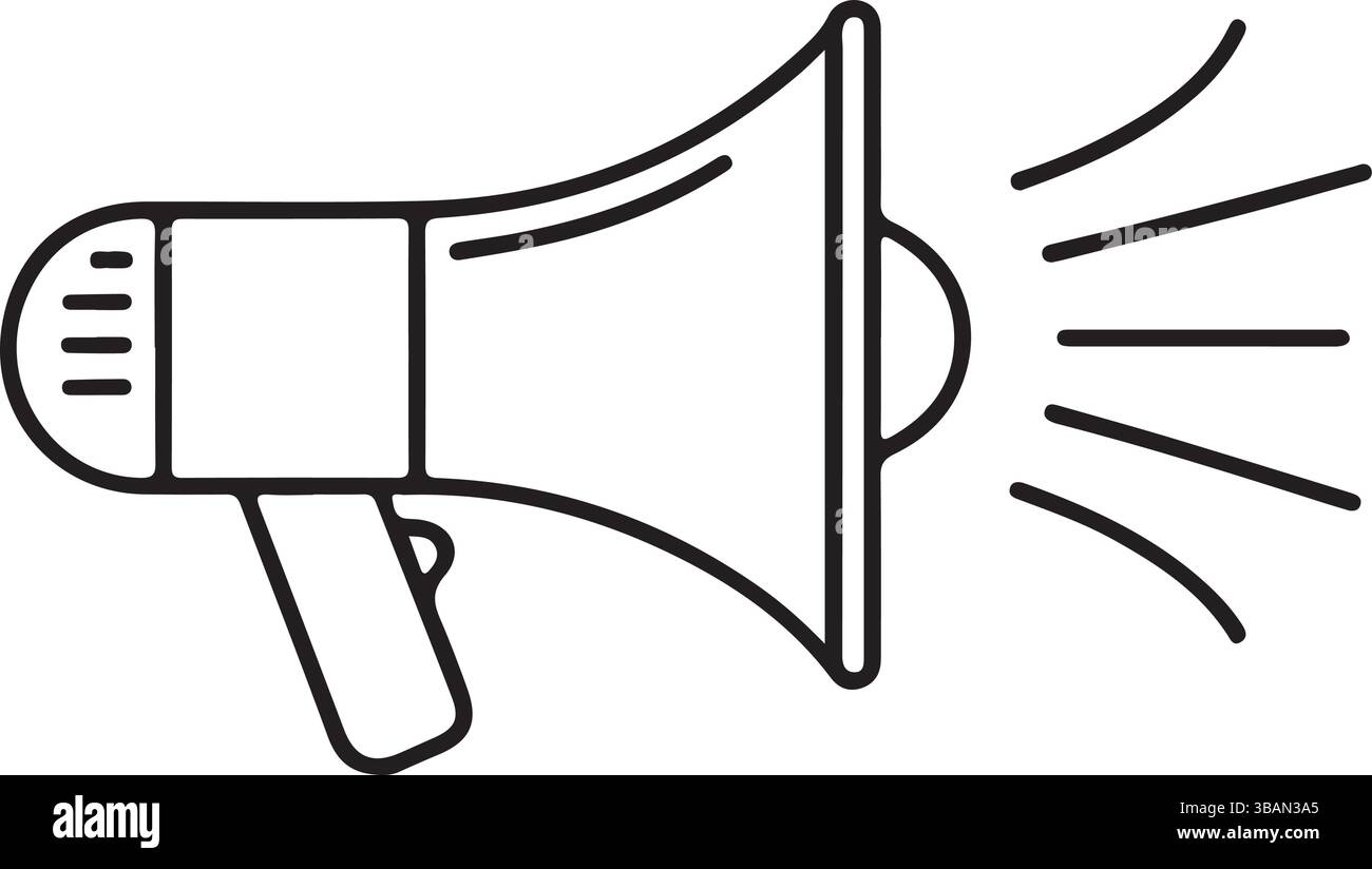 Black Outline Megaphone Announcement Vector Illustration Stock Vector ...