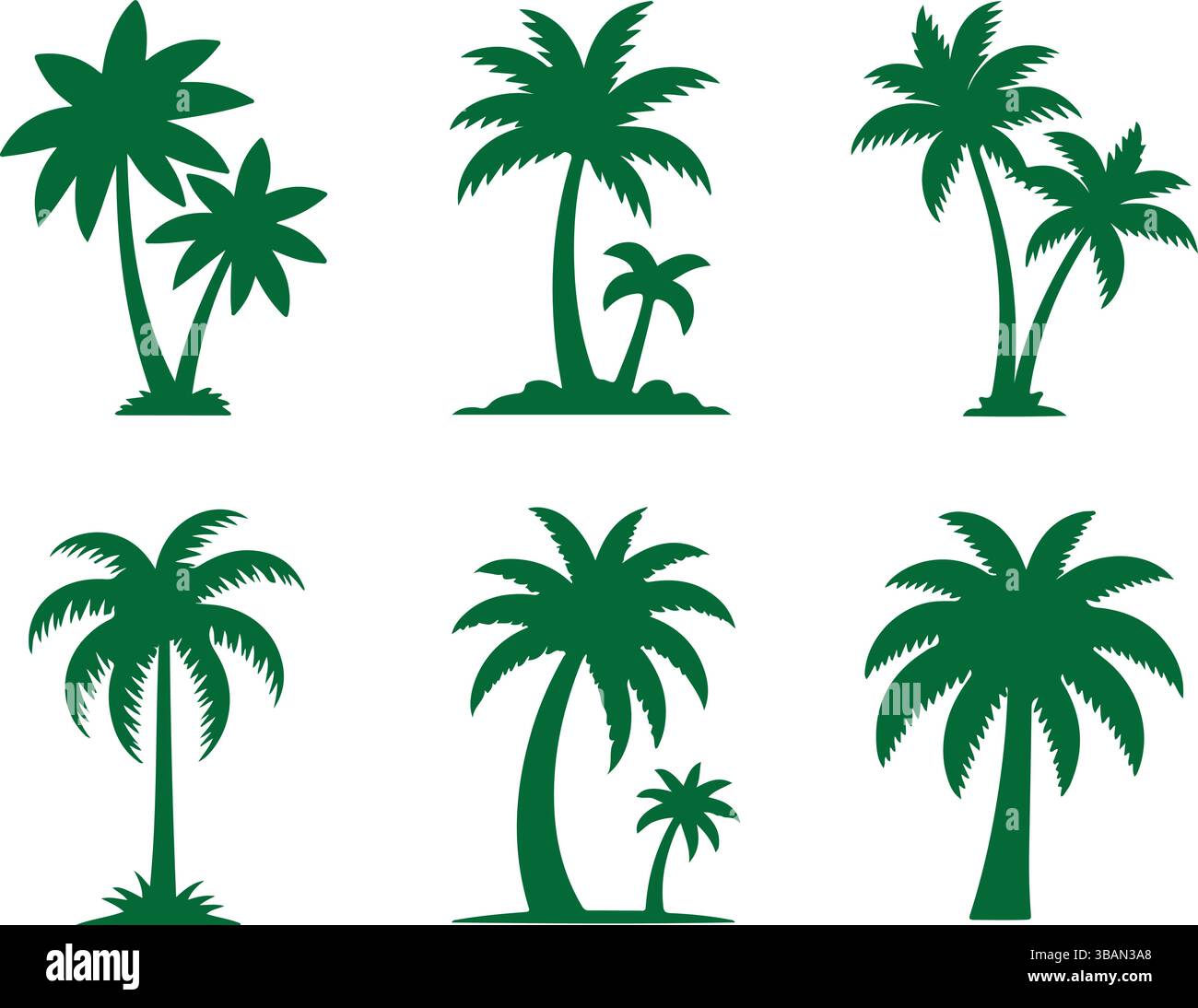 Green Palm Tree Silhouette Vector Icon Set Stock Vector Image & Art - Alamy