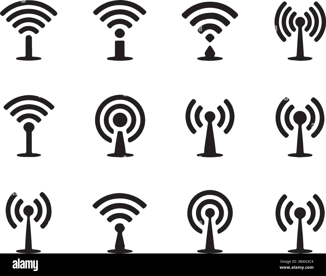 Wireless Signal Strength Icons Communication Technology Set Stock Vector Image & Art - Alamy