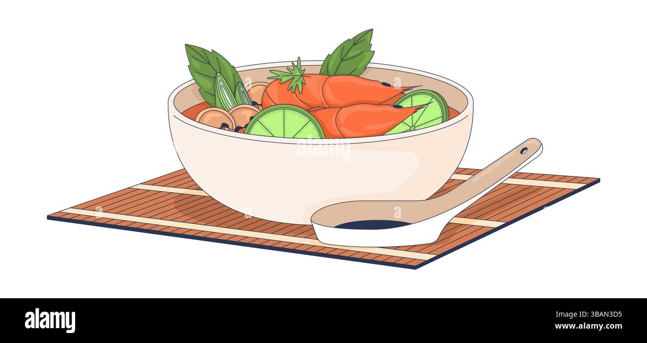 Tom yum soup 2D vector illustration Stock Vector Image & Art - Alamy