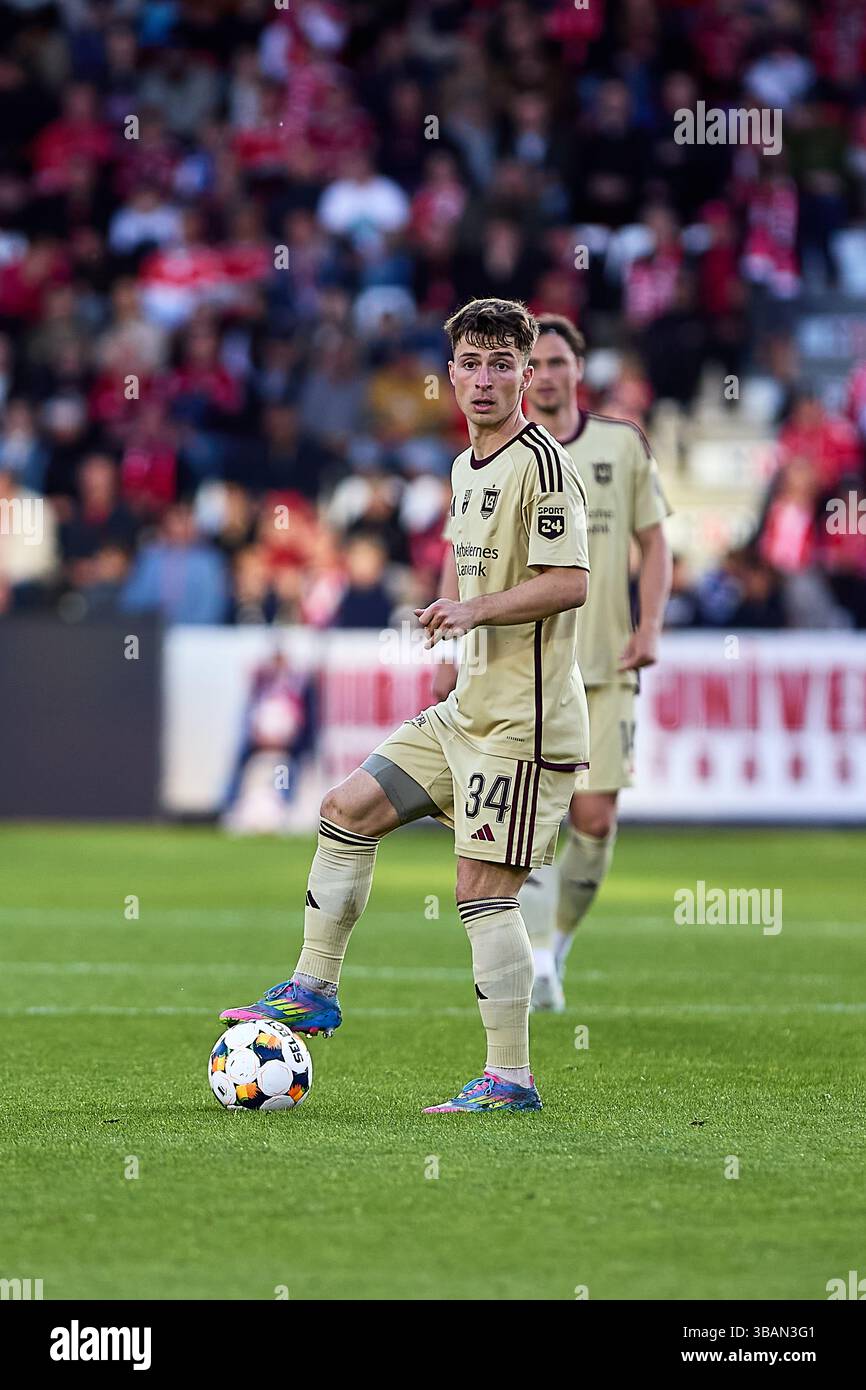 Vejle, Denmark. 12th May, 2025. Lundrim Hetemi (34) of Vejle BK seen ...