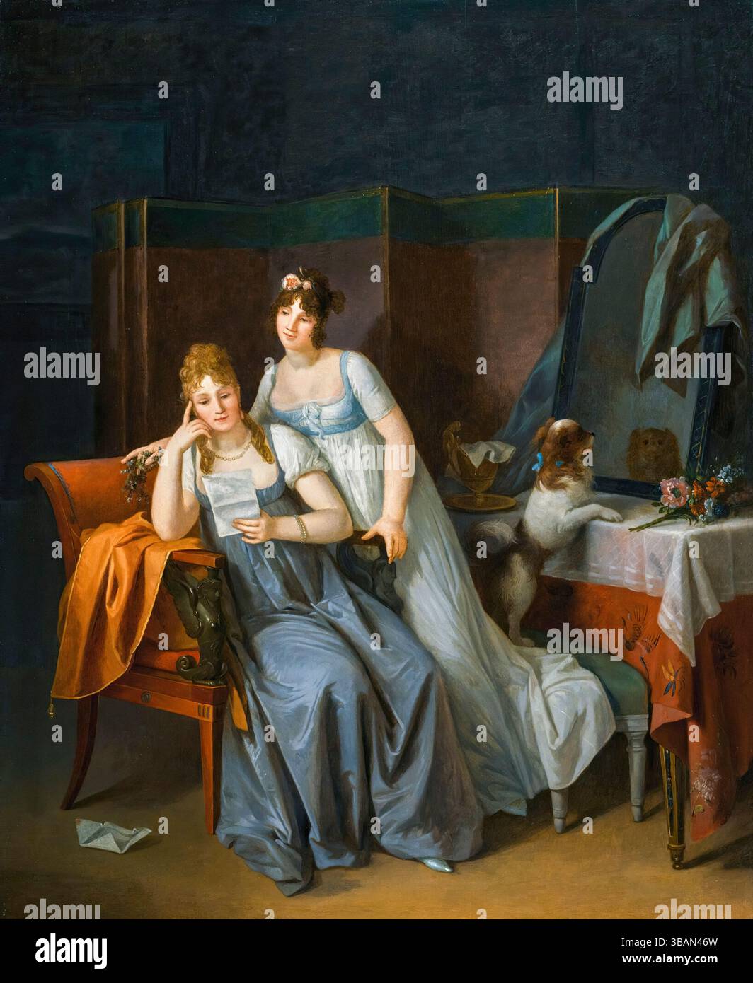 Marguerite Gérard, Two ladies in an interior reading a letter with a ...
