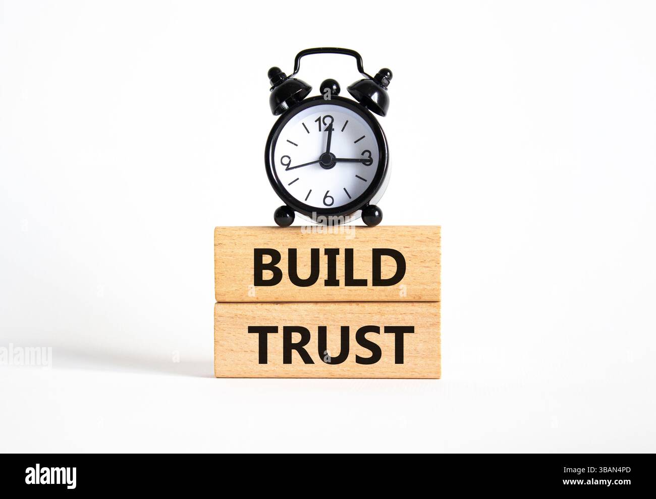 Build trust symbol. Wooden blocks with words Build trust. Beautiful ...