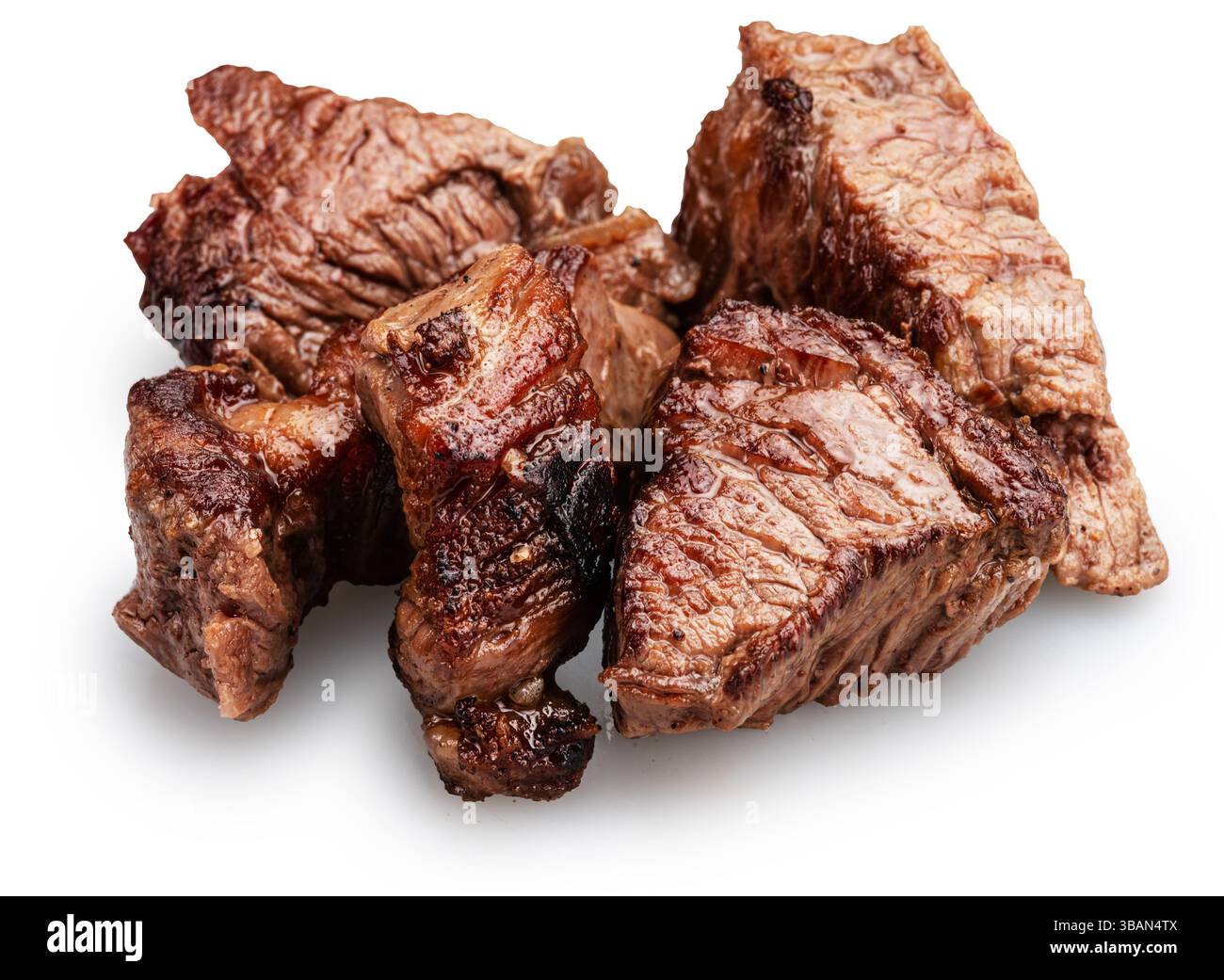 Roasted turkey meat pieces isolated on white. File contains clipping ...