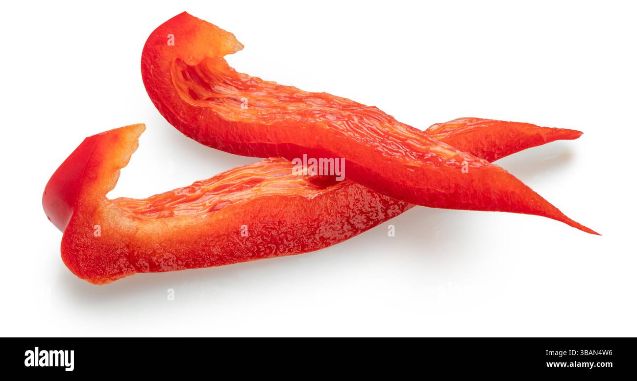 Red bell pepper longitudinal slices isolated on white background. File ...