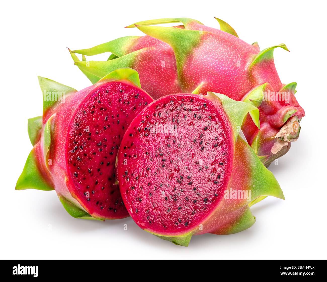 Dragon fruit and dragon fruit cut in half isolated on white background. File contains clipping ...