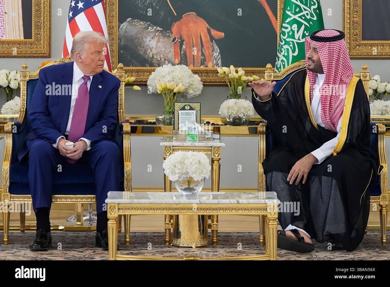 President Donald Trump and Saudi Crown Prince Mohammed bin Salman speak ...