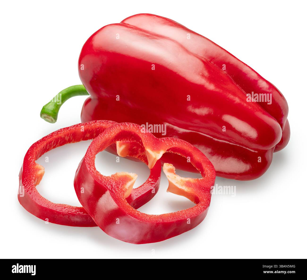 Red bell pepper an rings of red bell pepper, isolated on white ...