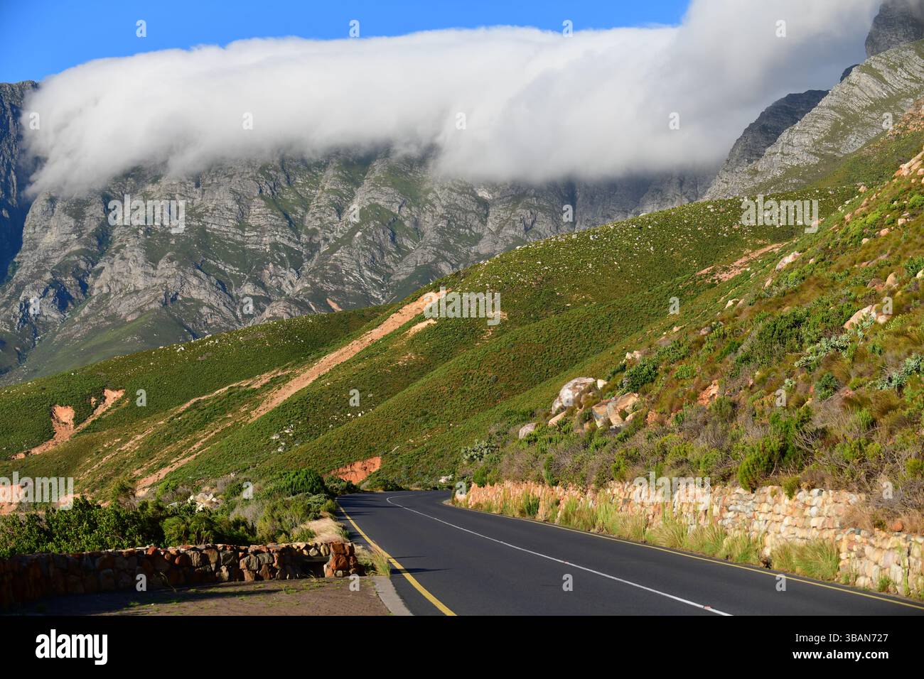 Clarence Drive, a scenic coastal mountain road to Rooi-Els with the ...
