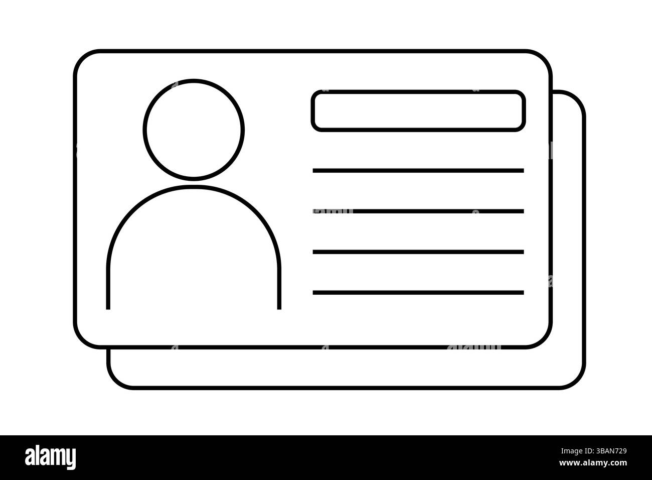 Id card identification badge simple icon. Driver license, verify document. Biometric membership ...