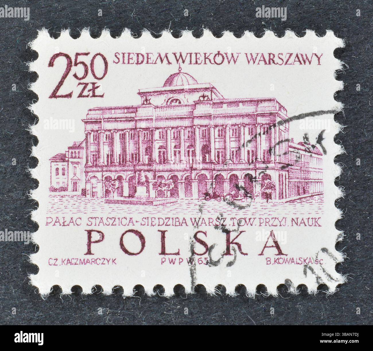 Cancelled postage stamp printed by Poland, that shows Staszic Palace ...