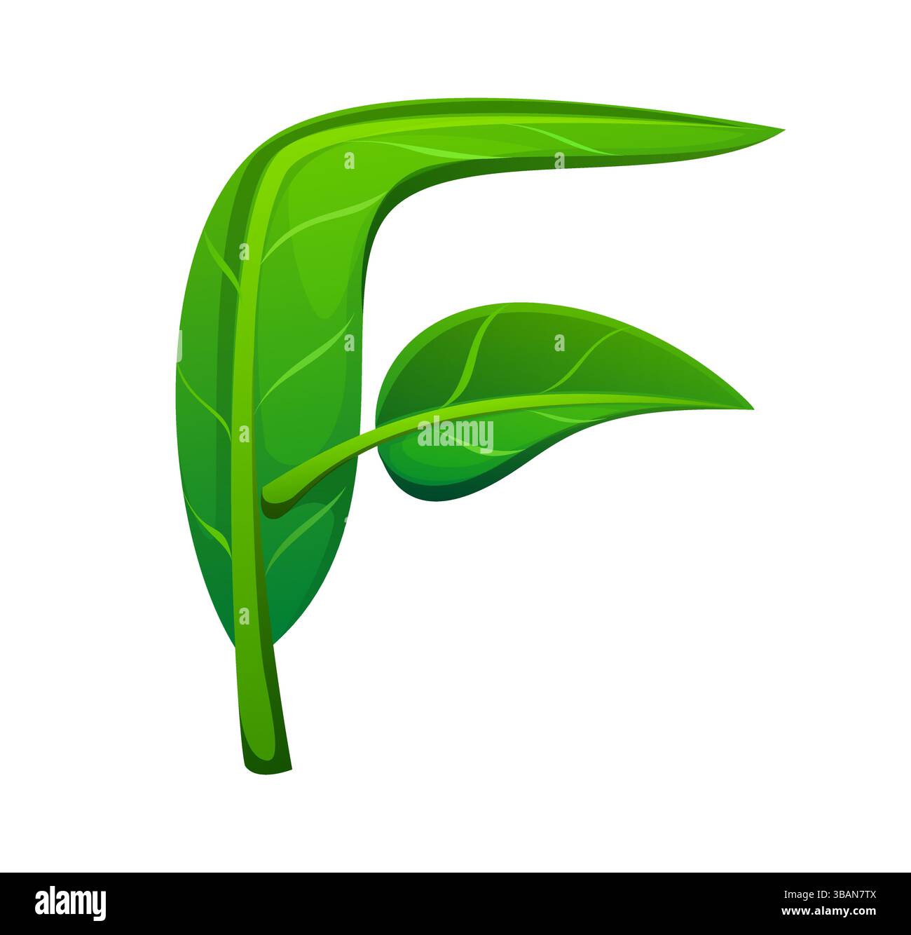 Nature green leaf font letter F. Nature clean ecology English alphabet ...