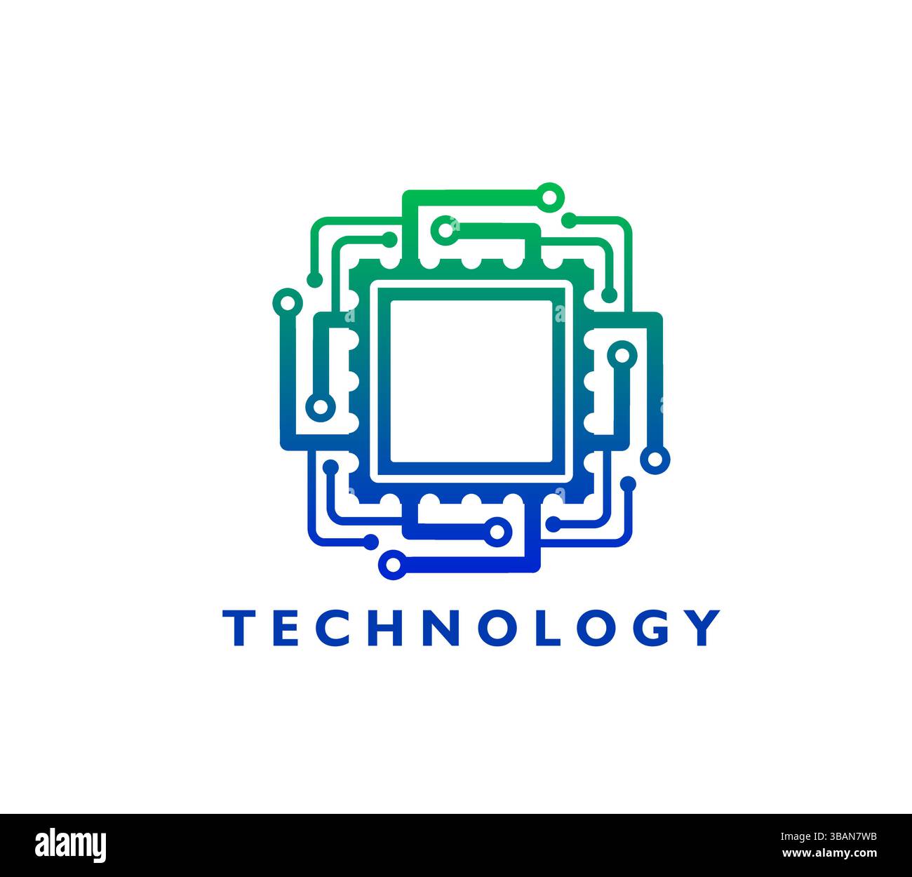 Computer chip, AI science icon or emblem. PC hardware or GPU chip ...