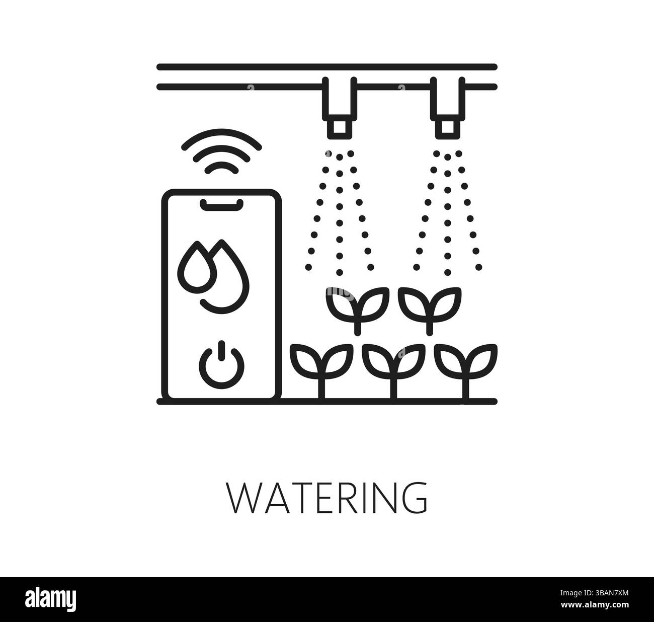 Smart watering icon, robot farm, sustainable agriculture farming ...