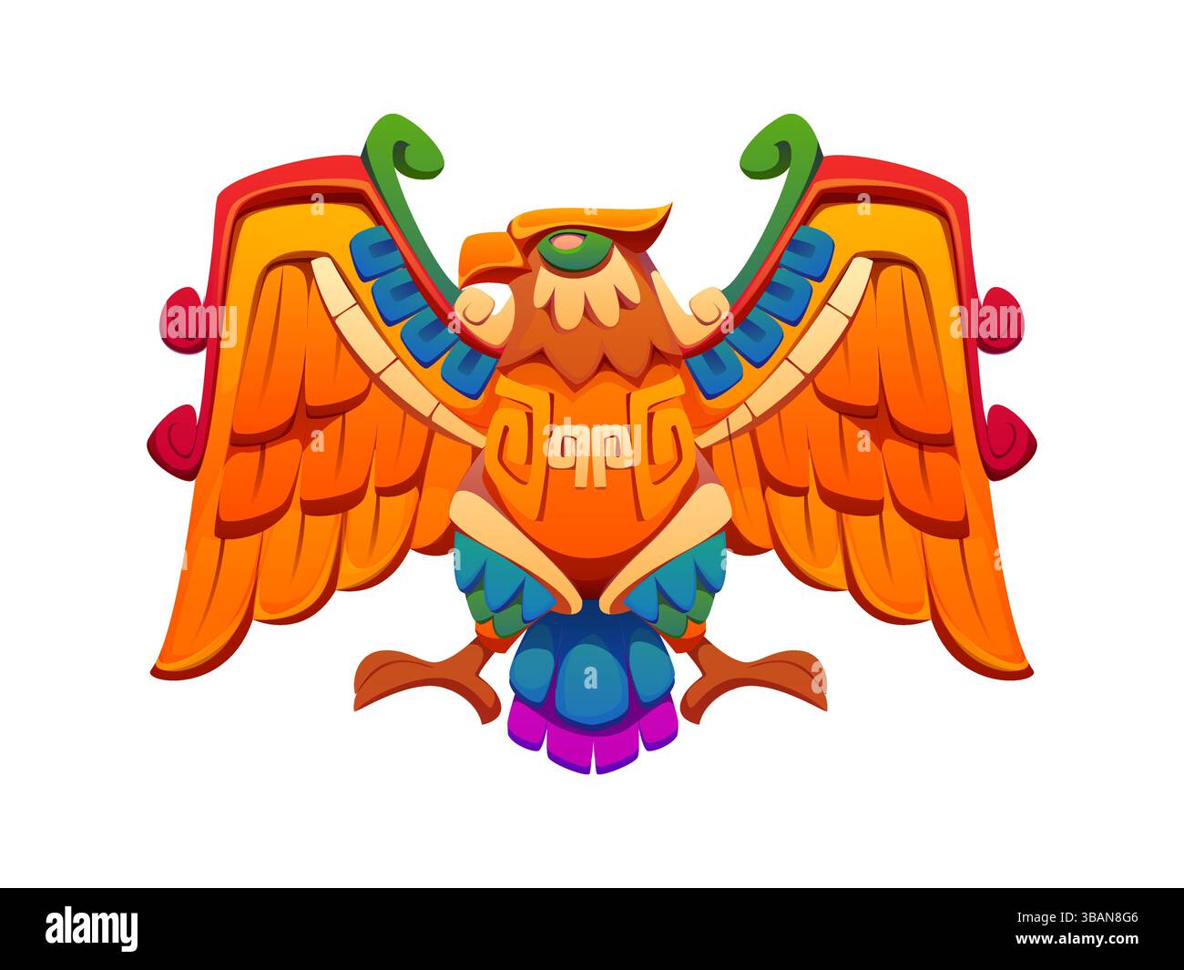 Eagle Aztec Inca Maya Mexican game icon asset. Cartoon vector ...