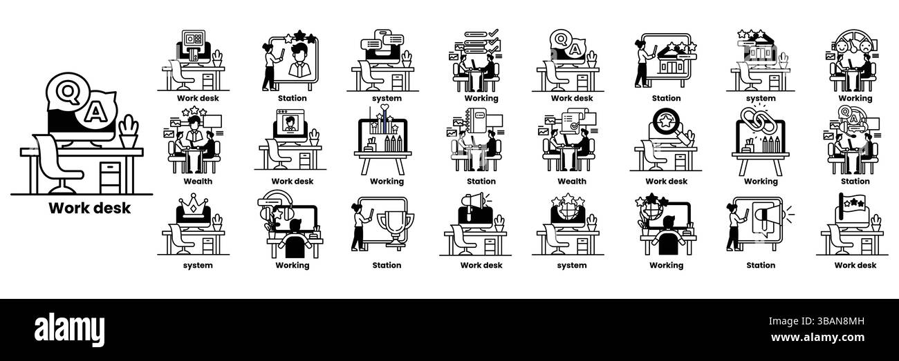 A series of images of people working at a desk. The images are titled ...