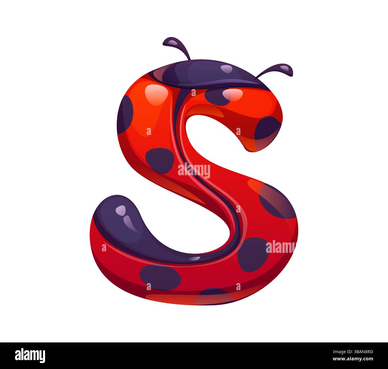 Ladybug cartoon font letter S. Cute ladybug beetle type sign, garden ...