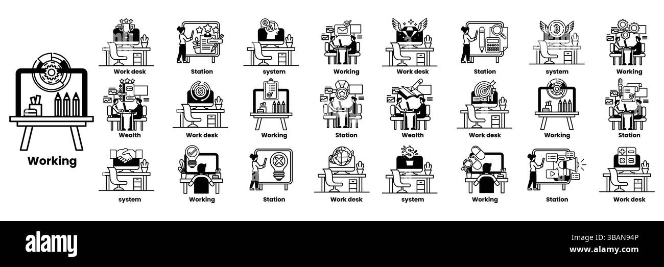 A series of images of people working at a desk. The images are labeled ...