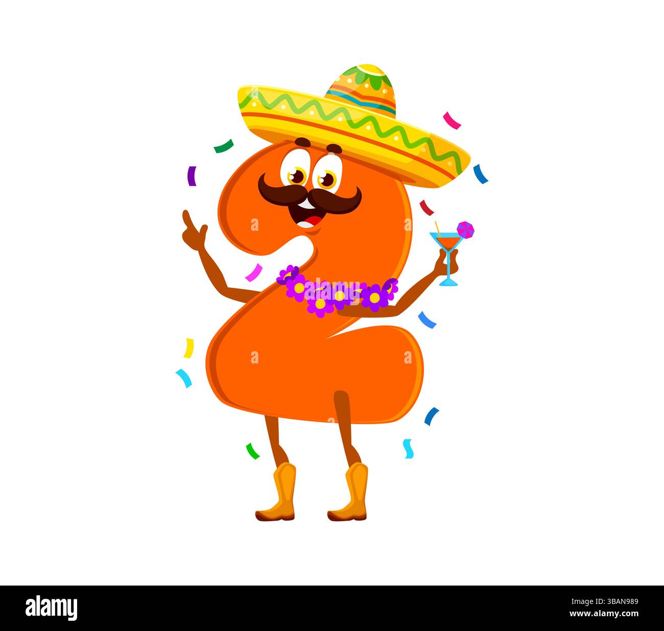 Birthday holiday celebration, cartoon math number and digit two ...