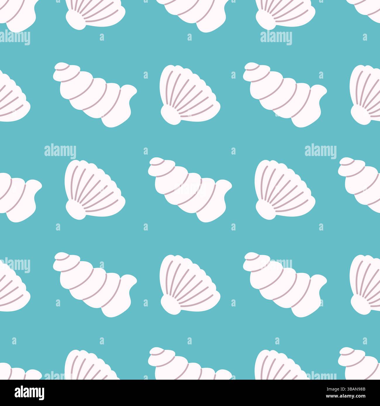 Seashells on blue water background. Seamless pattern nautical theme ...