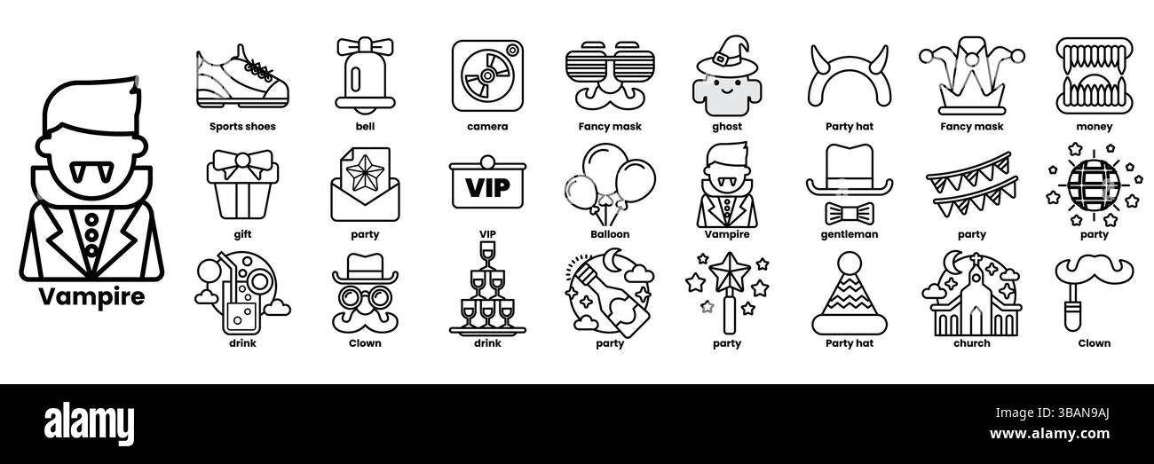 A man in a suit with a vampire mask on his face. The image is a ...