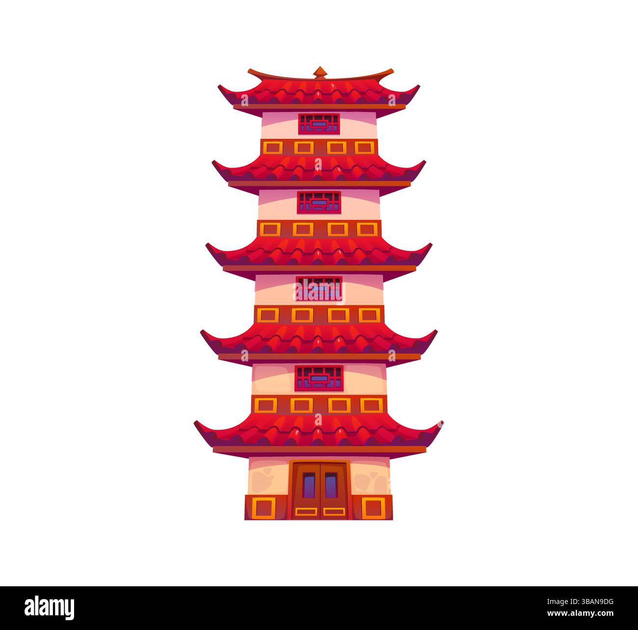 Cartoon Asian building or tower pagoda and Chinatown temple shrine ...