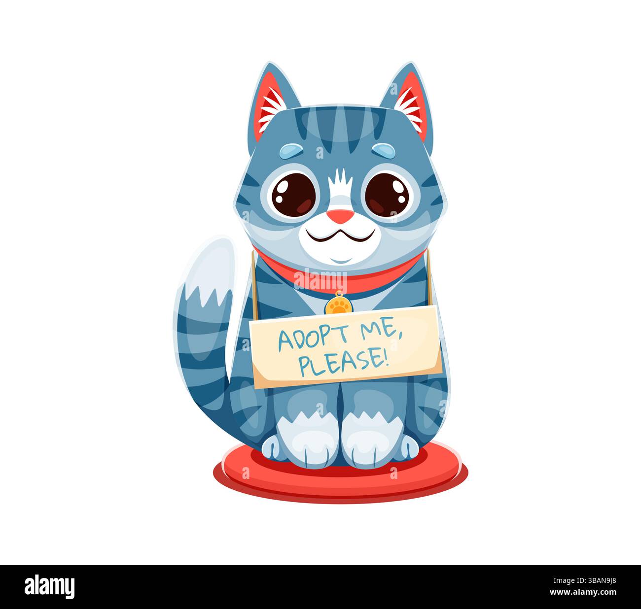 Adopt cat, pets adoption sign, funny kitty kitten with sad muzzle ...