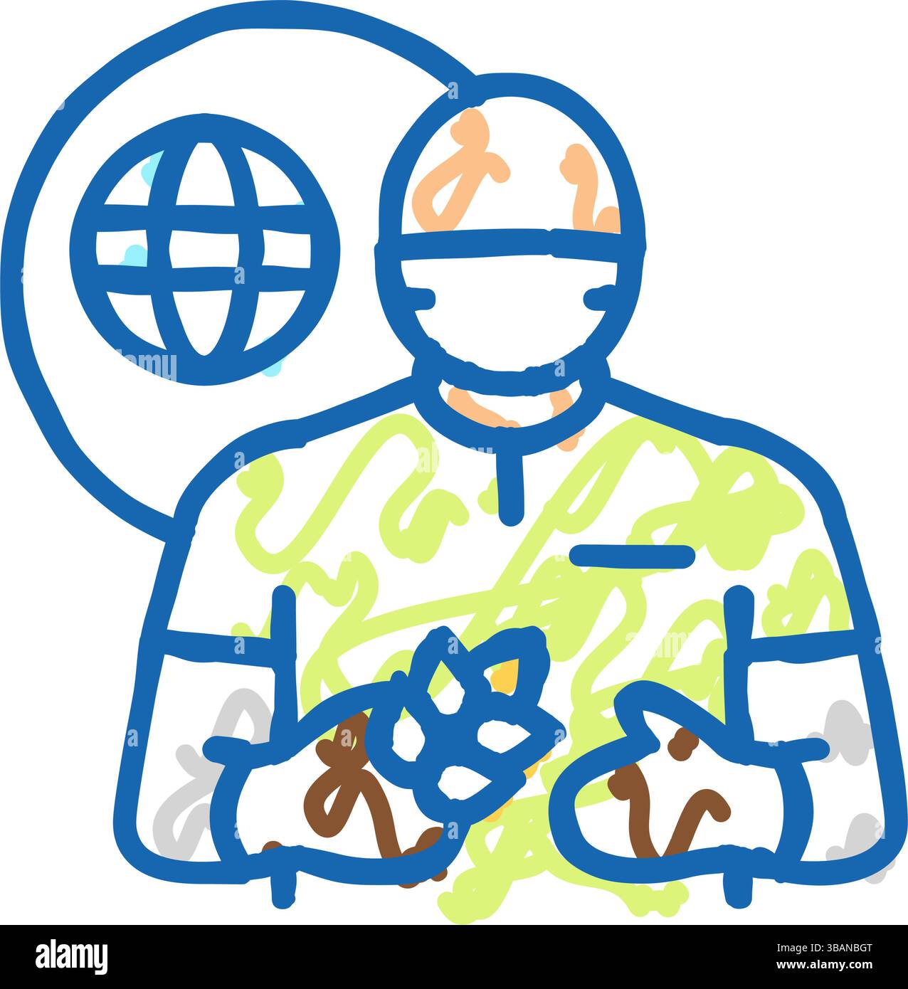 environmental engineer worker icon doodle illustration Stock Vector ...
