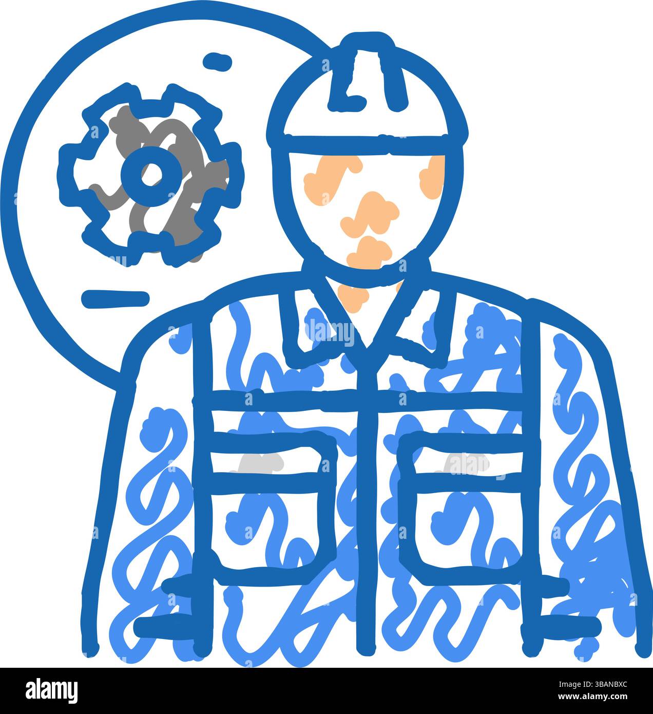 mechanical engineer worker icon doodle illustration Stock Vector Image ...