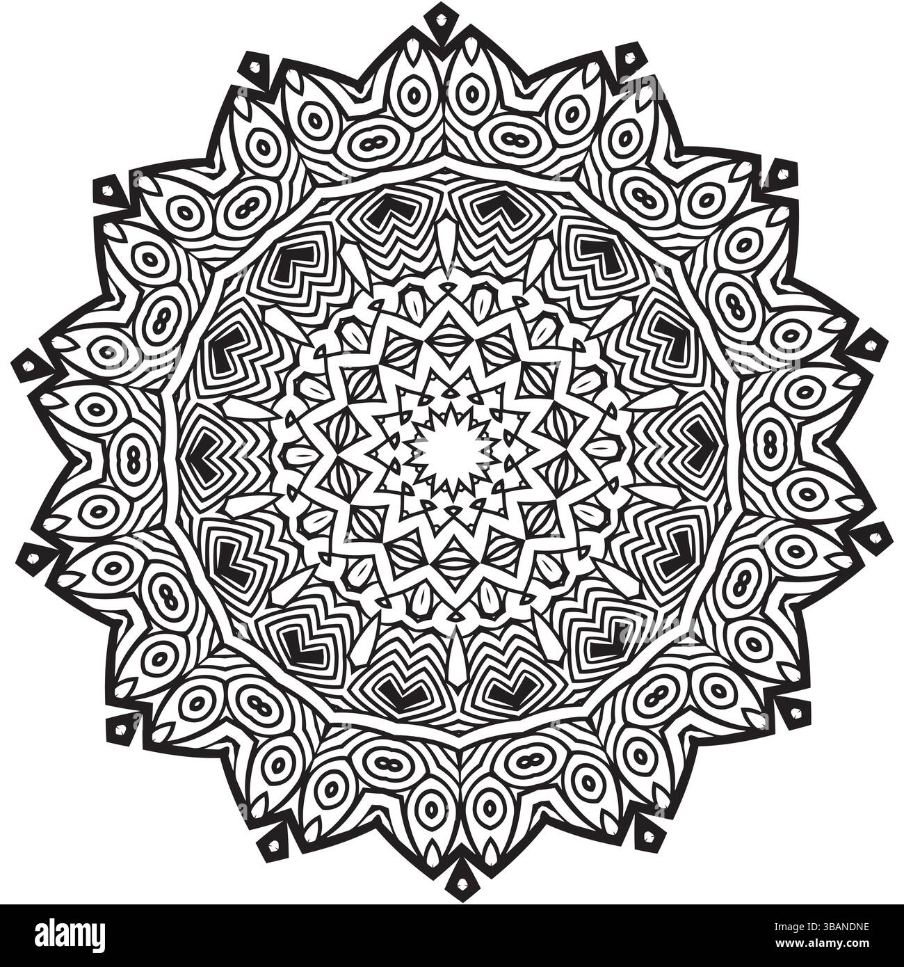 Black and White Decorative Mandala Vector Art Graphic, Template, design ...