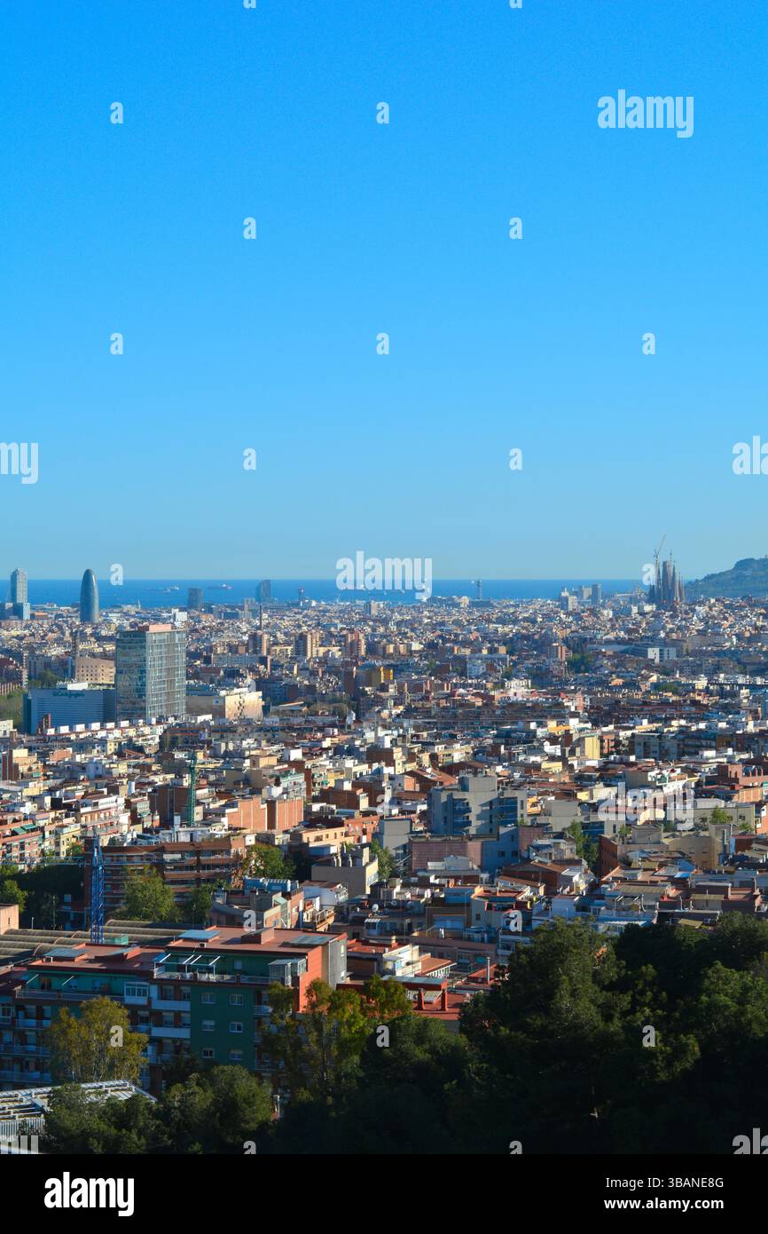 Barcelona, Catalonia, Spain, Barcelona City Skyline with emblematics ...