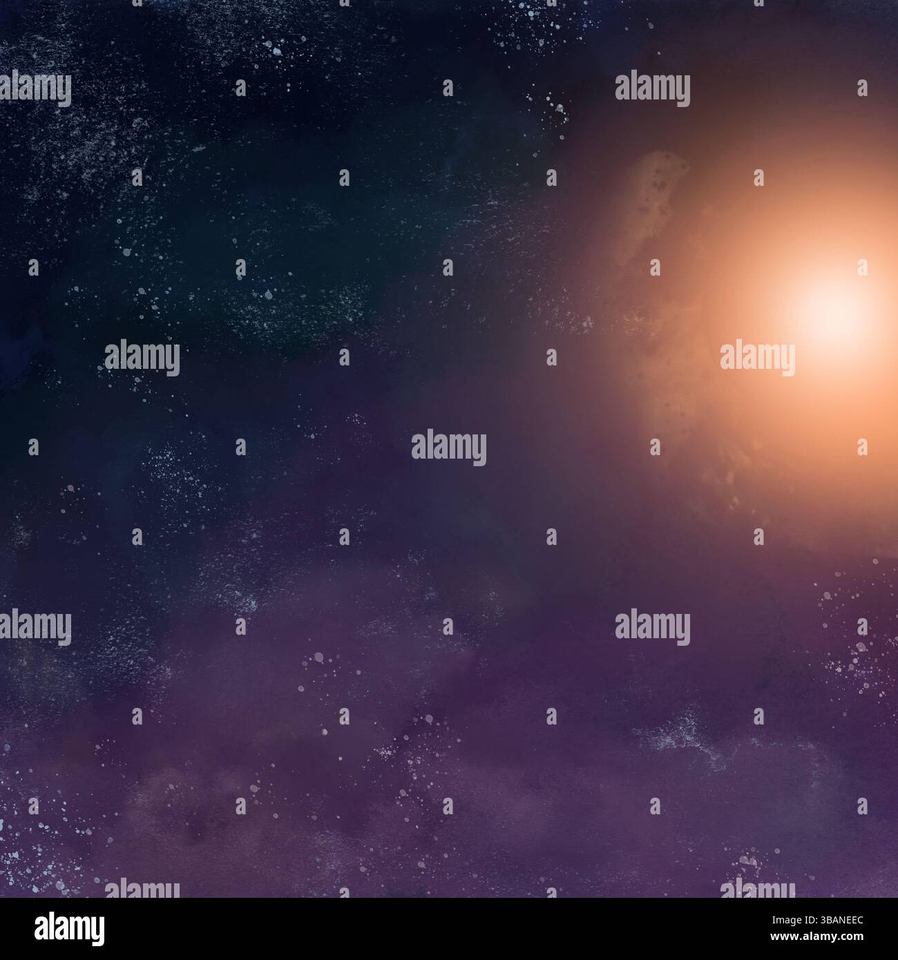 A starry night sky and a luminous galaxy. Watercolor illustration. Dark ...
