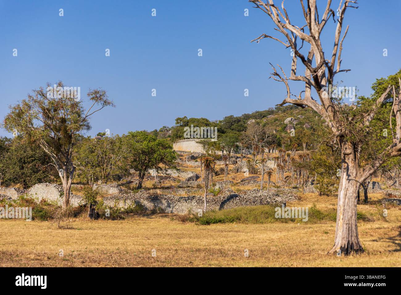 Stone Walls in Front of Great Enclosure - Great Zimbabwe Stock Photo ...