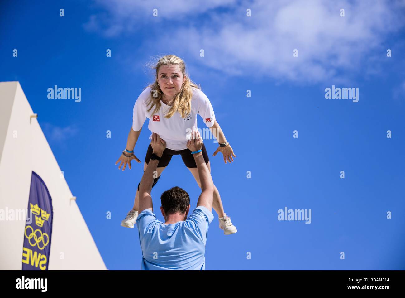 Ski jumping athlete Frida Vestman of, Sweden. , . and her coach Roar ...