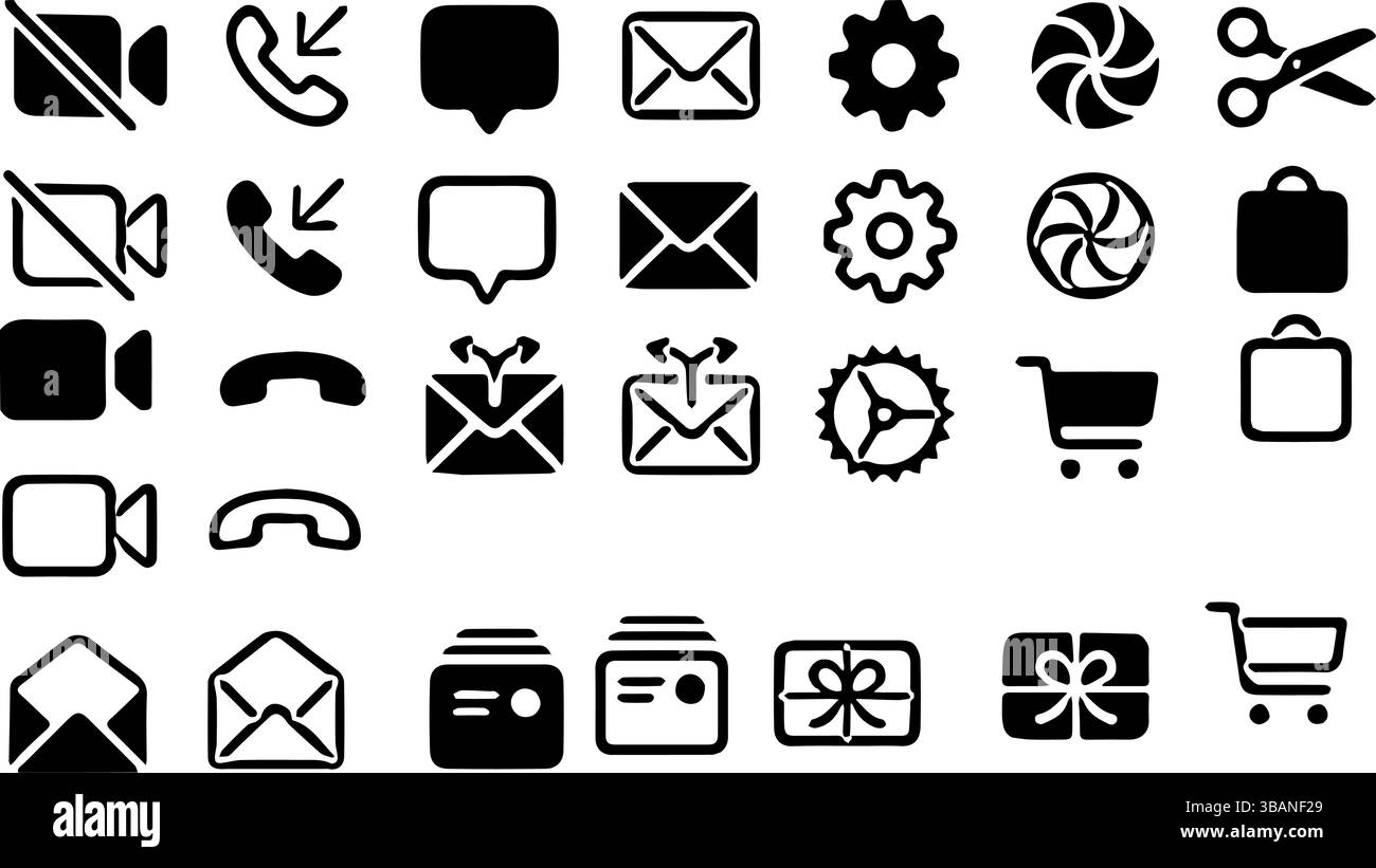 Essential Communication And Utility Icons Vector For Digital Interfaces Stock Vector Image And Art