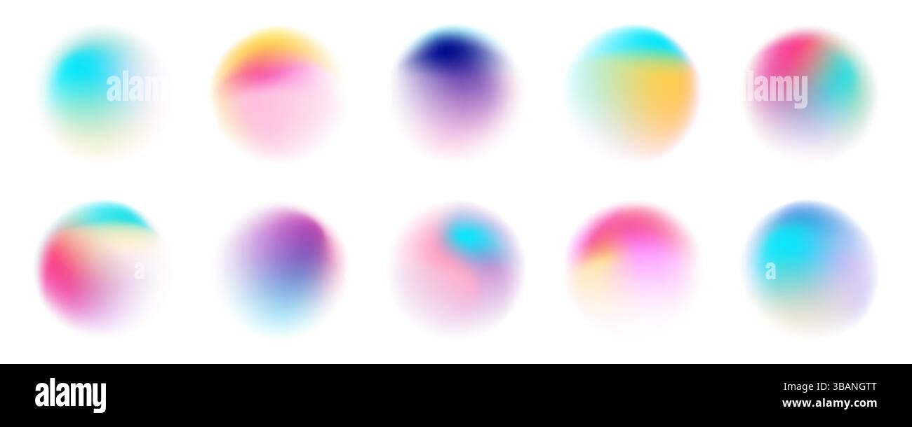 Set of colorful watercolor translucent gradient samples, Smooth ...