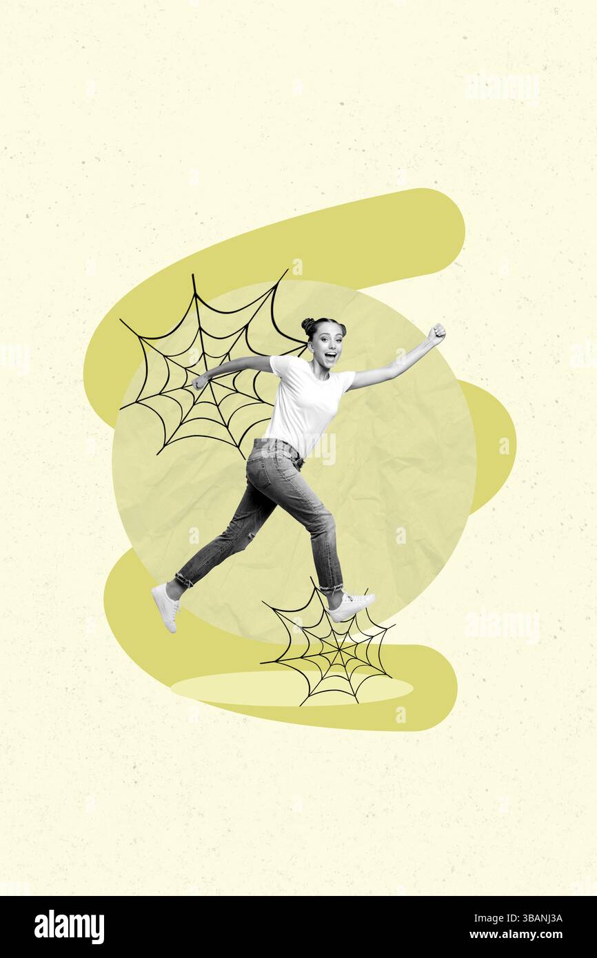 Image poster collage of person stand in lines trap human hand holding ...