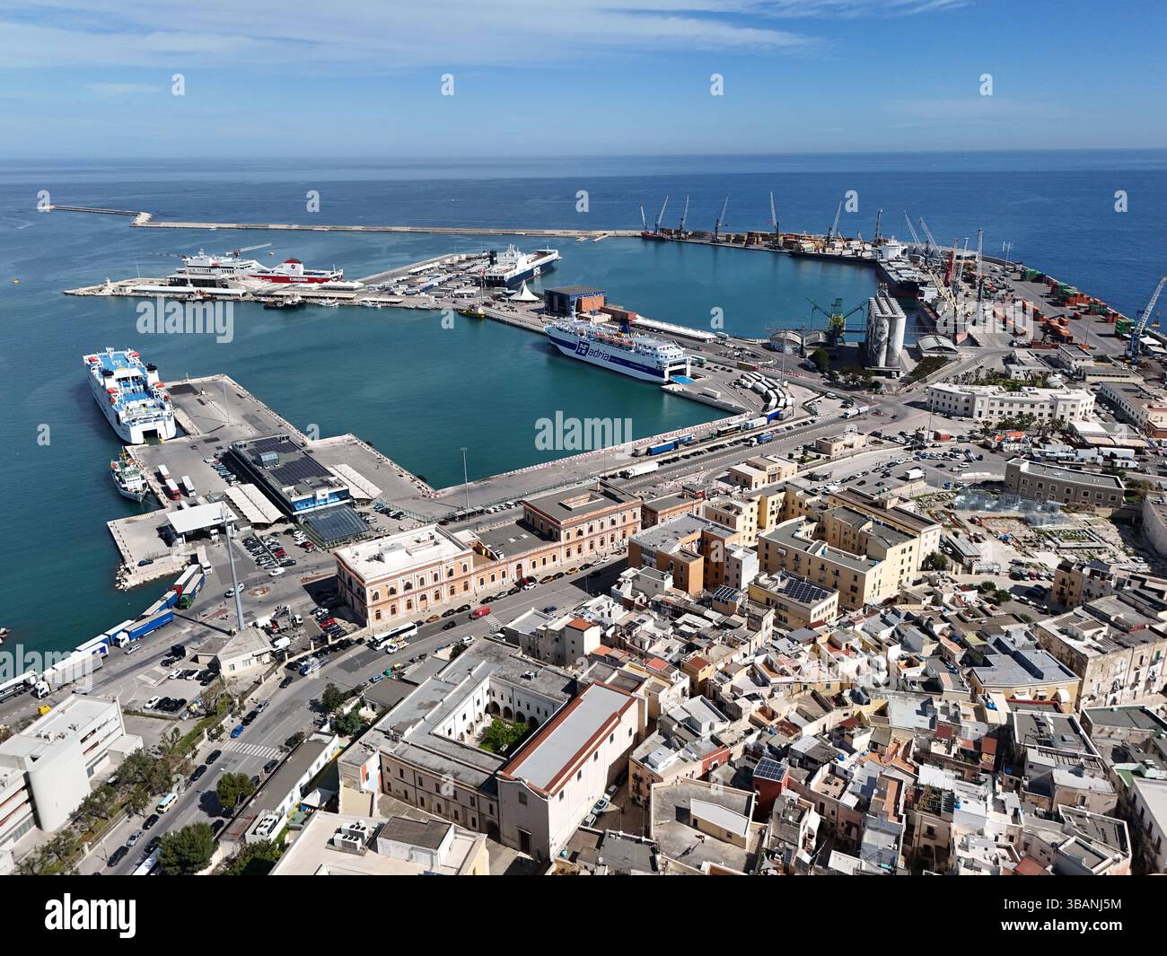 aerial view of the Metropolitan City of Bari, Port of Bari, Apulia ...