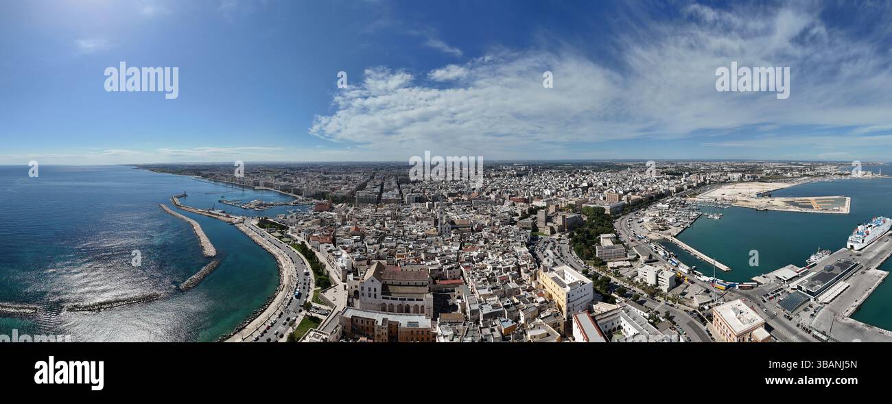 aerial view of the Metropolitan City of Bari, Apulia region of Italy ...