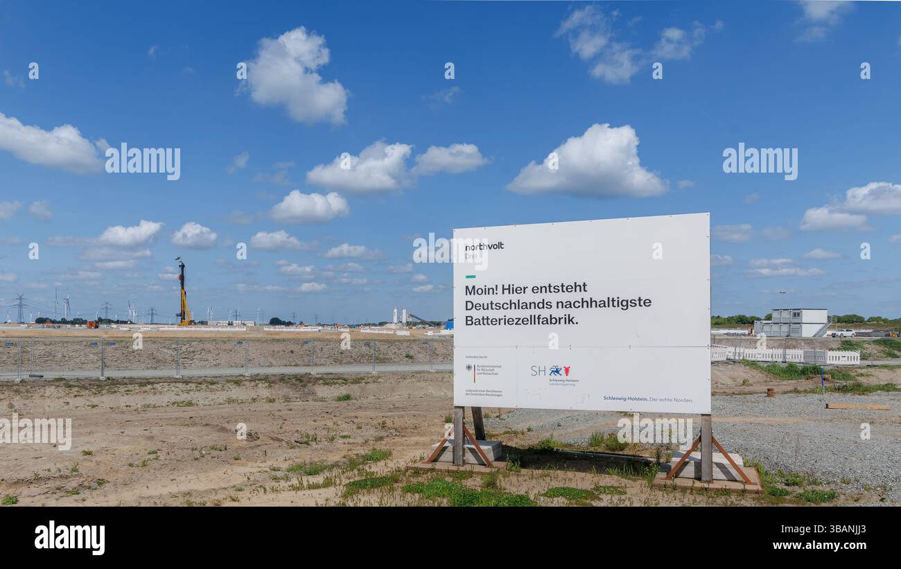 Heide, Germany. 11th May, 2025. A sign reading "Moin! Germany's most ...