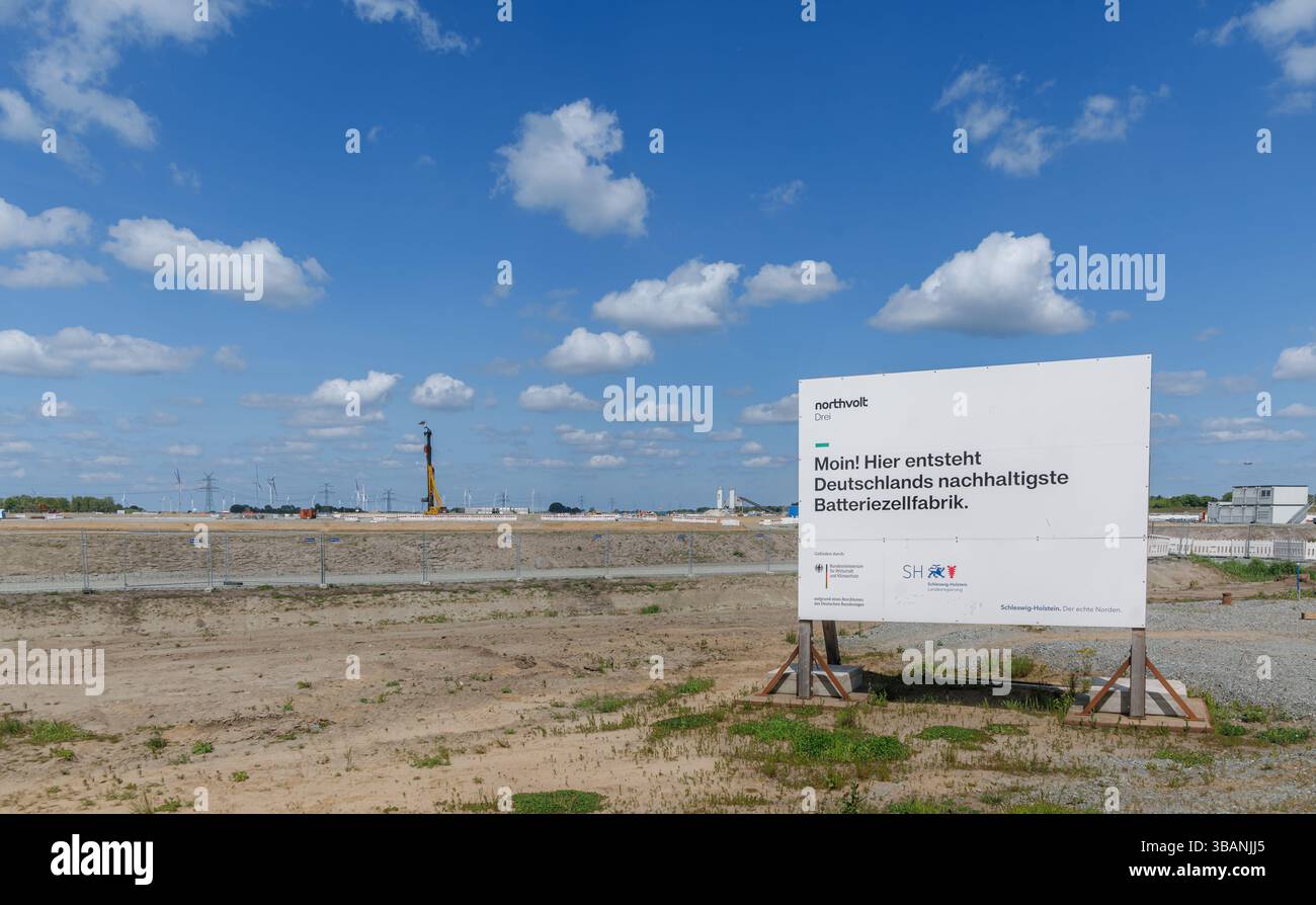 Heide, Germany. 11th May, 2025. A sign reading "Moin! Germany's most ...