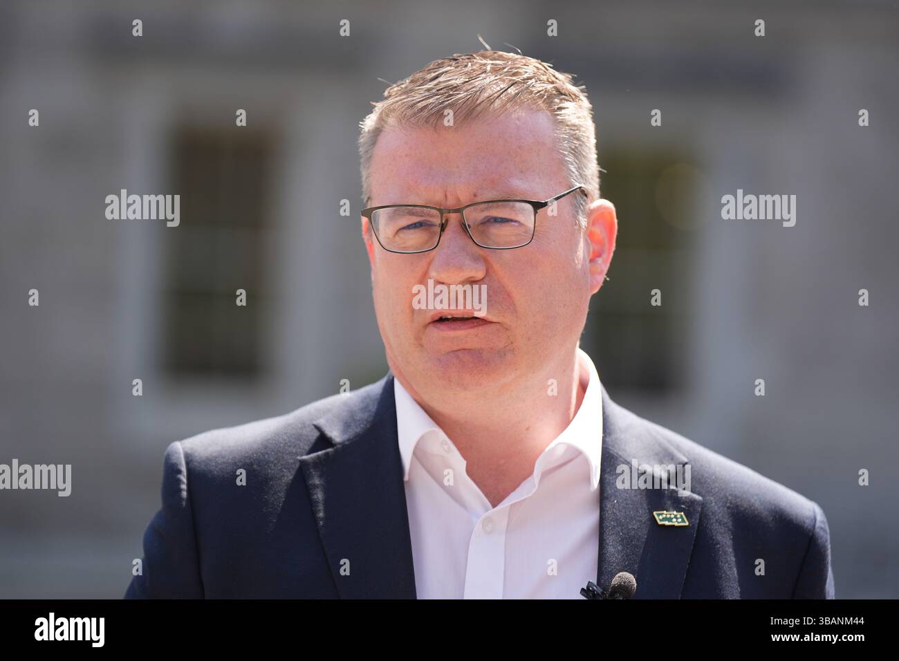 Alan Kelly TD of the Labour Party speaking to the media outside ...