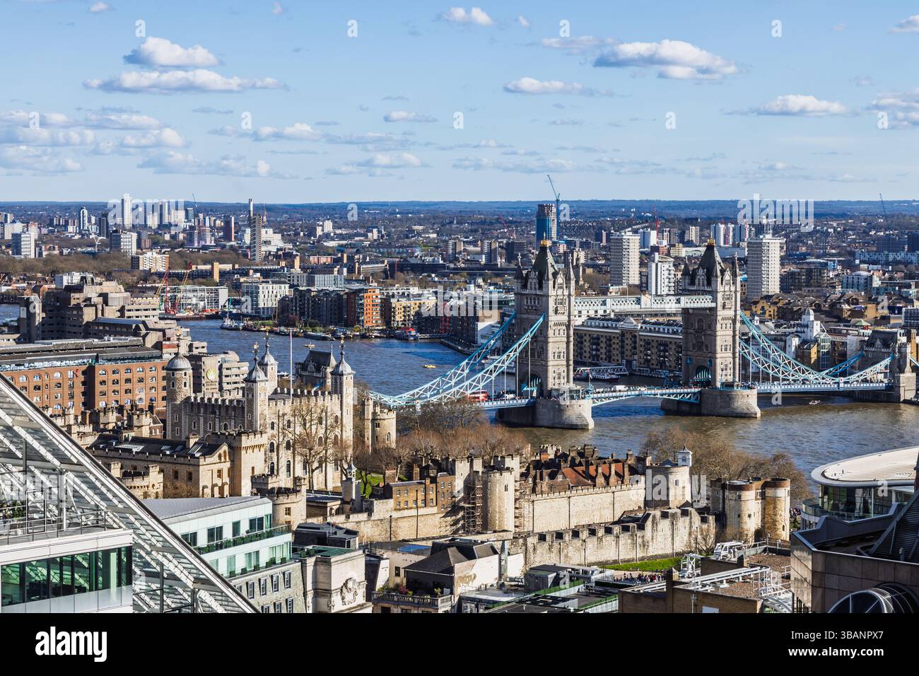 Scenic Aerial View of Tower Bridge and the Thames River in Central ...