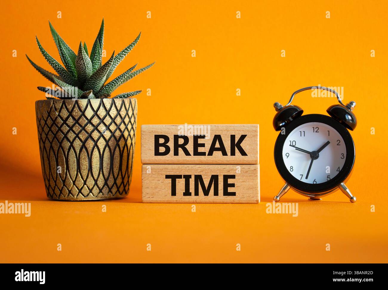 Break Time symbol. Wooden blocks with words Break Time. Beautiful ...