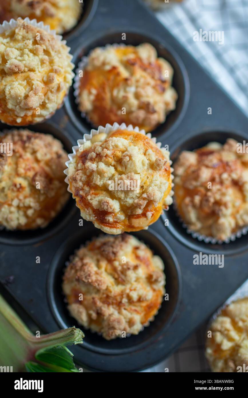 Rhubarb muffin with rhubarb petioles Stock Photo - Alamy