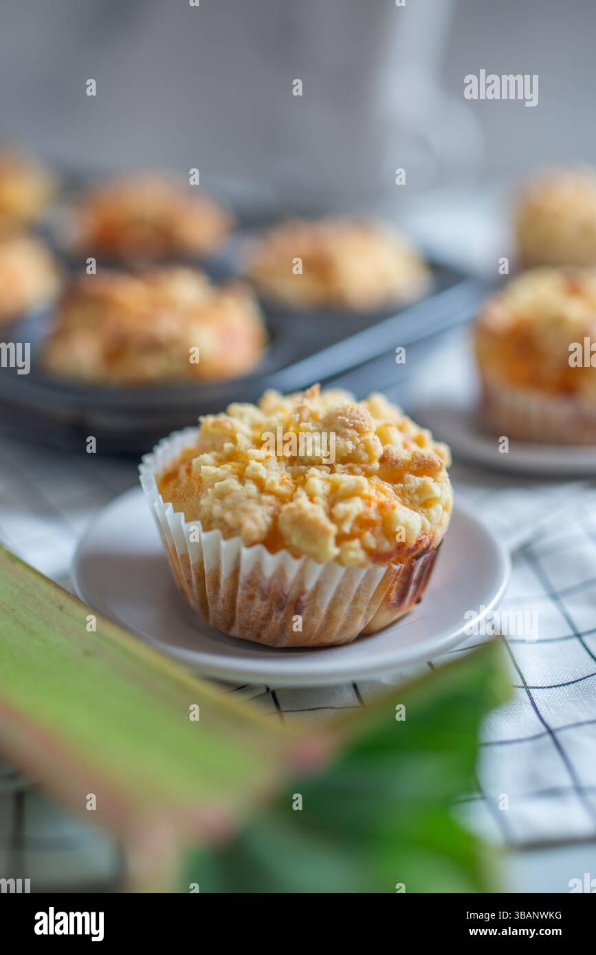 Rhubarb muffin with rhubarb petioles Stock Photo - Alamy